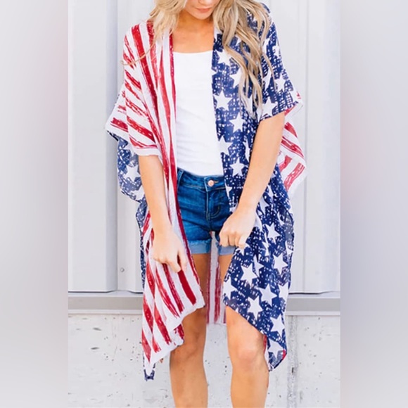 Swim | Full Size Star Stripes Open Front Cover Up | Poshmark